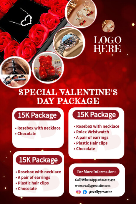 Red Maximalist Valentine's Day Fashion Store Sale Package Poster Template | PosterMyWall