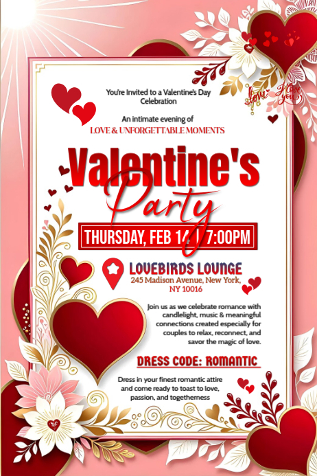 Red Maximalist Valentine's Day Party / Romantic Love Event Invitation ...