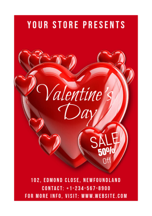 Red Maximalist Valentine's Day Sale A4 Template | PosterMyWall