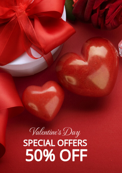 Red Maximalist Valentine's Day Special Discount Offer A4 Template | PosterMyWall