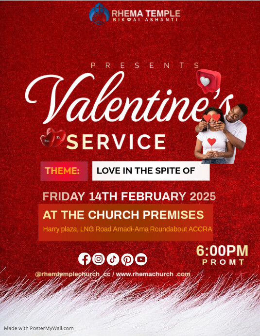 Copy of Red Maximalist Valentine's Service Flyer (us Letter) | PosterMyWall