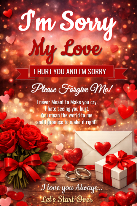 Red Maximalist Valentine Apology Poster Template | PosterMyWall