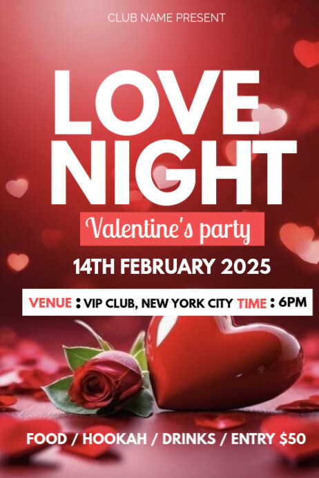 Red Maximalist Valentine Club Flyer Poster Template | PosterMyWall