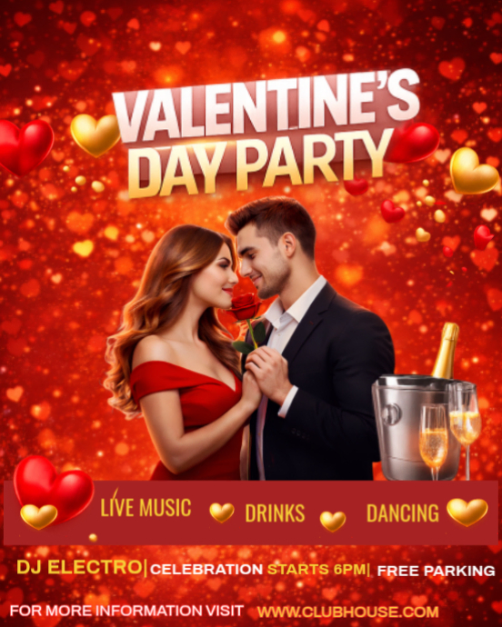 Red Maximalist Valentine Day Party Instagram Portrait Template ...