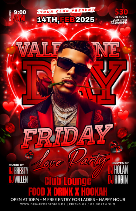 Red Maximalist Valentine Day Party Tabloid Template | PosterMyWall