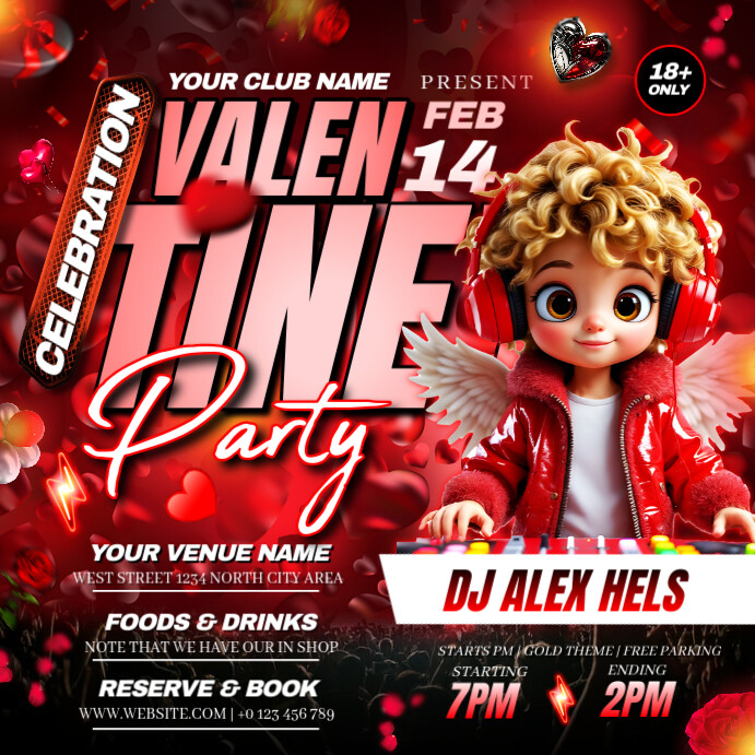 Red Maximalist Valentine Day Poster Square Template | PosterMyWall