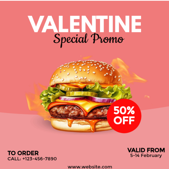 Red Maximalist Valentine Food Promo Instagram Post Template | PosterMyWall