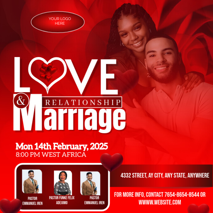 Red Maximalist Valentine Marriage Seminar Flyer Instagram Post Template | PosterMyWall