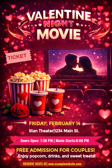 Red Maximalist Valentine Night Movie Poster Template | PosterMyWall