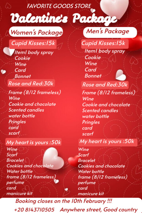 Red Maximalist Valentine Package Poster Poster Template | PosterMyWall