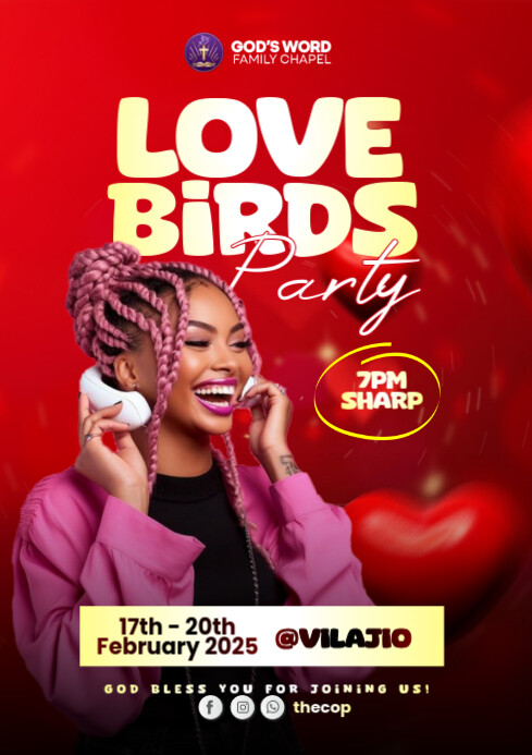 Red Maximalist Valentine Party Flyer A3 Template | PosterMyWall