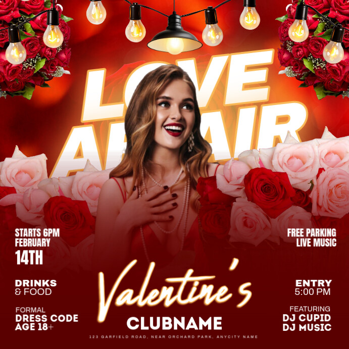 Red Maximalist Valentine Party Instagram Post Template | PosterMyWall