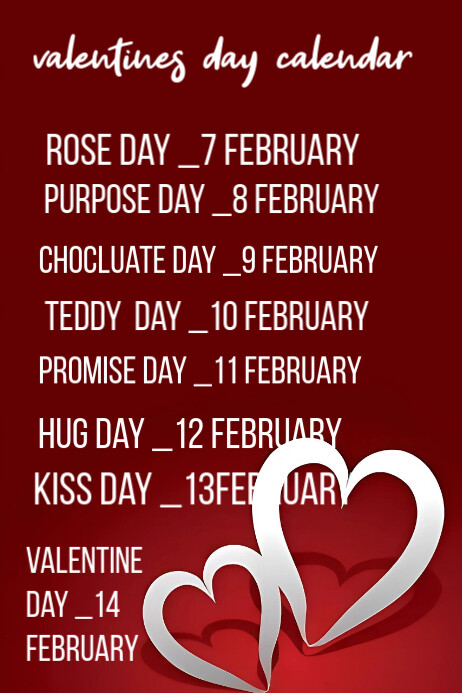 Red Maximalist Valentines Day Calendar Poster Template | PosterMyWall