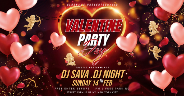 Red Maximalist Valentines Day Facebook Shared Image Template | PosterMyWall