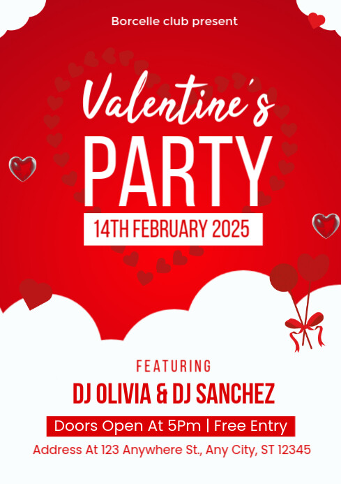 Red Maximalist Valentine’s Day Party Flyer A4 Template | PosterMyWall