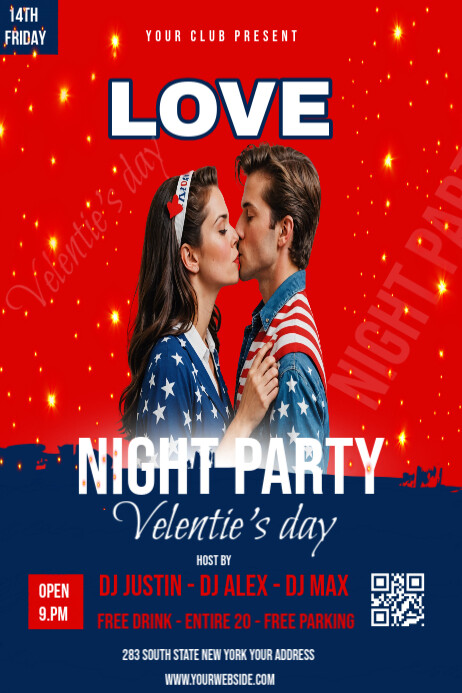 Red Maximalist Velentiesday Love Party Poster Template | PosterMyWall