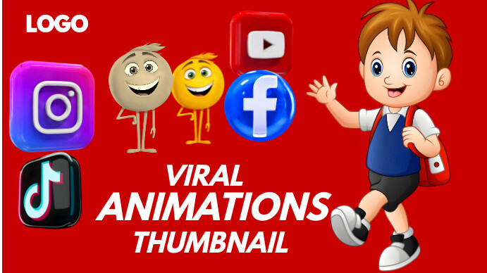 Red Maximalist Viral Animations Youtube Thumb Templat | PosterMyWall
