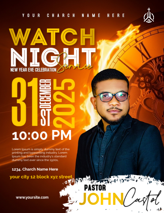 Copy of Red Maximalist Watch Night New Year Eve Celebration Flyer (us ...