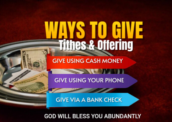 Red Maximalist Ways To Give Tithes And Offering Postcard Template ...