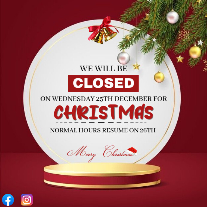 Red Maximalist We Are Closed For Christmas Instagram Post Template | PosterMyWall