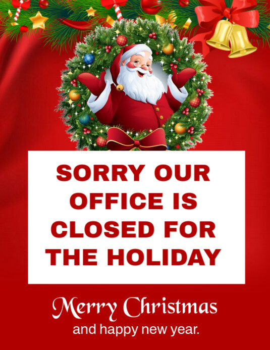 Red Maximalist We Are Closed For The Holiday Sign Flyer (us Letter) Template | PosterMyWall