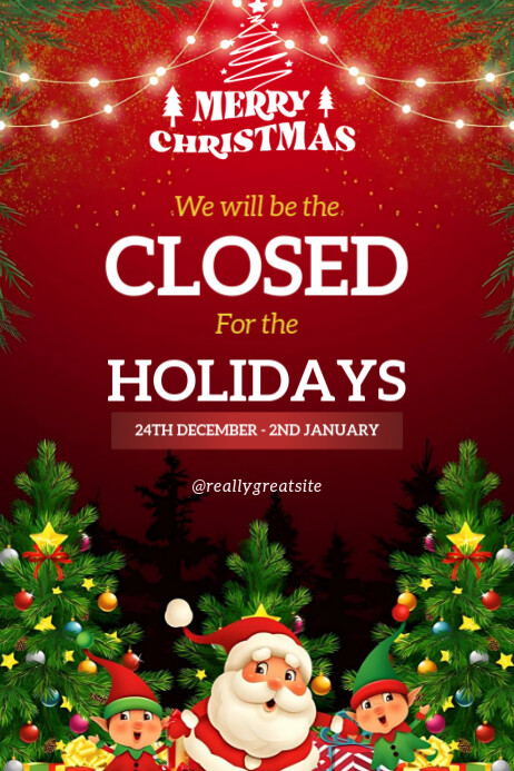 Red Maximalist We Will Be Closed For The Holidays Poster Template | PosterMyWall