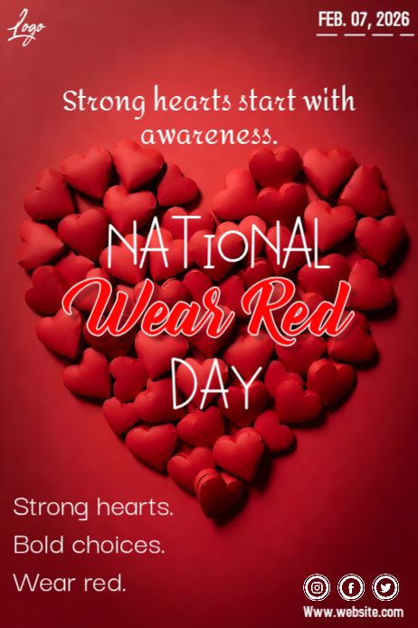 Red Maximalist Wear Red Day Poster Template | PosterMyWall