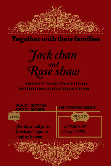 Red Maximalist wedding card เทมเพลต | PosterMyWall