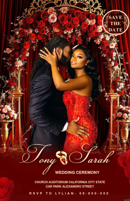 Red Maximalist Wedding Invitation Templates Design Tabloid | PosterMyWall