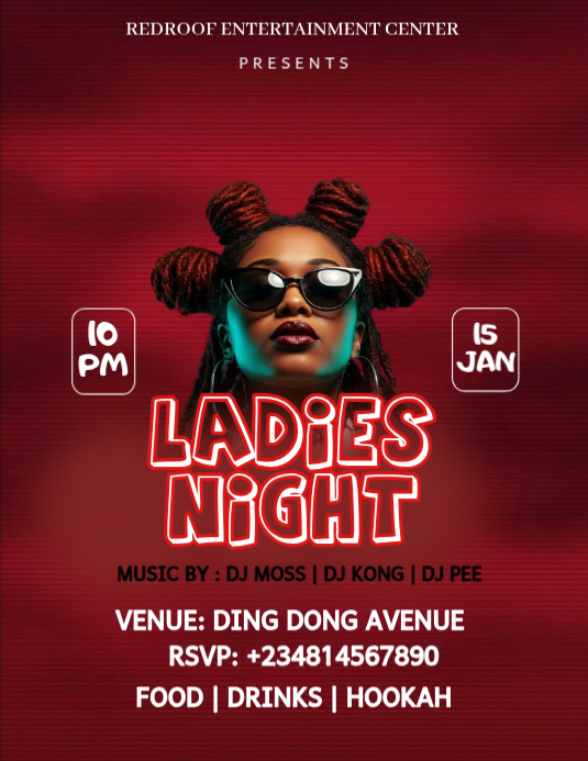 Red Maximalist Wednesday Ladies Night Party Flyer (us Letter) Template ...