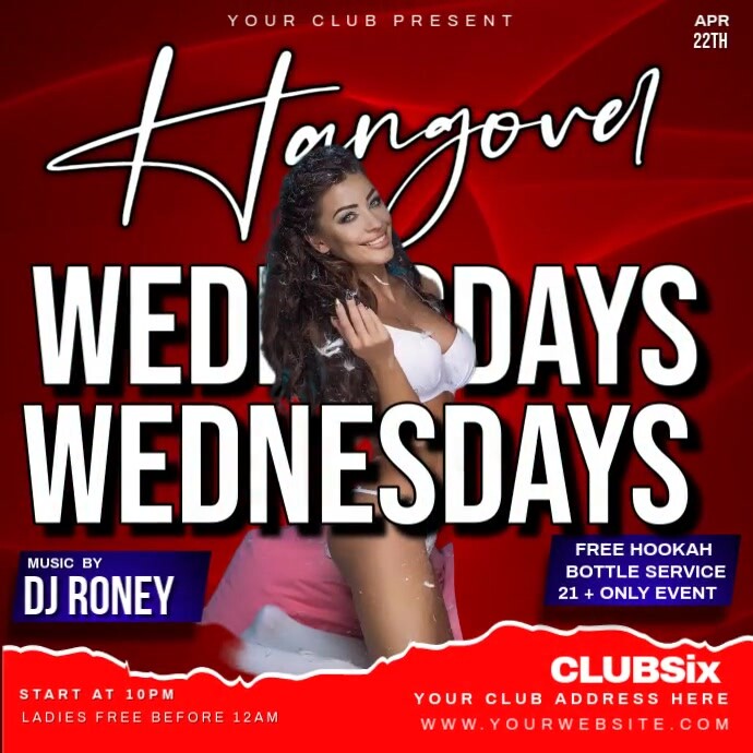 Red Maximalist Wednesday Night Party Instagram Post Template | PosterMyWall