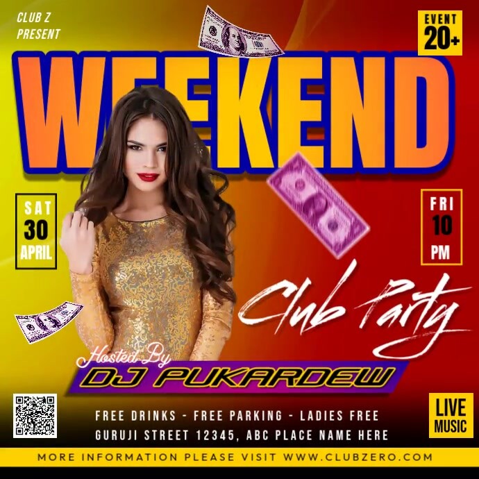 Red Maximalist Weekend Night Party Instagram Post Template | PosterMyWall