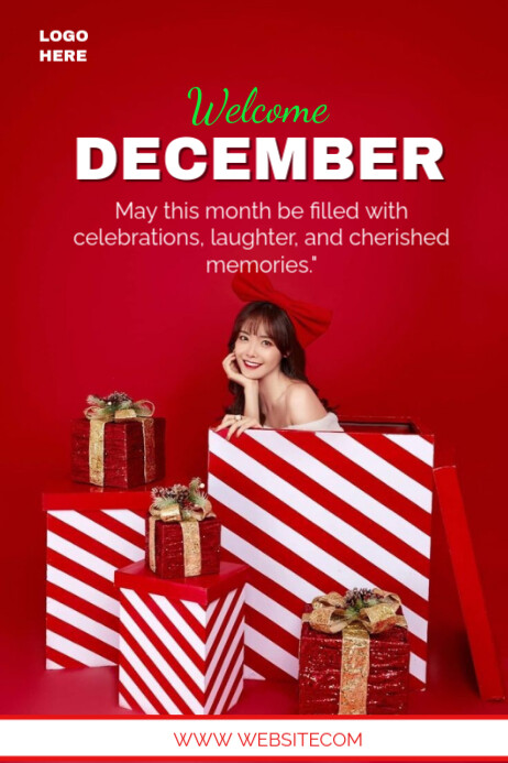 Red Maximalist Welcome December Poster Template | PosterMyWall