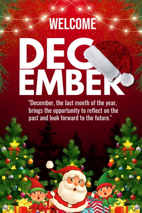 Red Maximalist Welcome December Poster Template | PosterMyWall