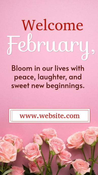 Red Maximalist Welcome February Floral Design – Pink New Month Greeting ...