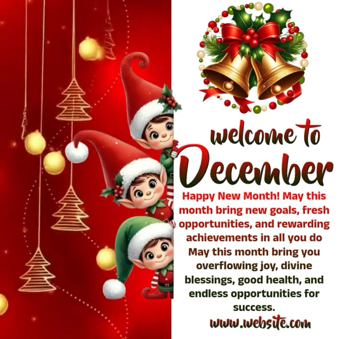 Red Maximalist Welcome To December Flyer Instagram Post Template ...