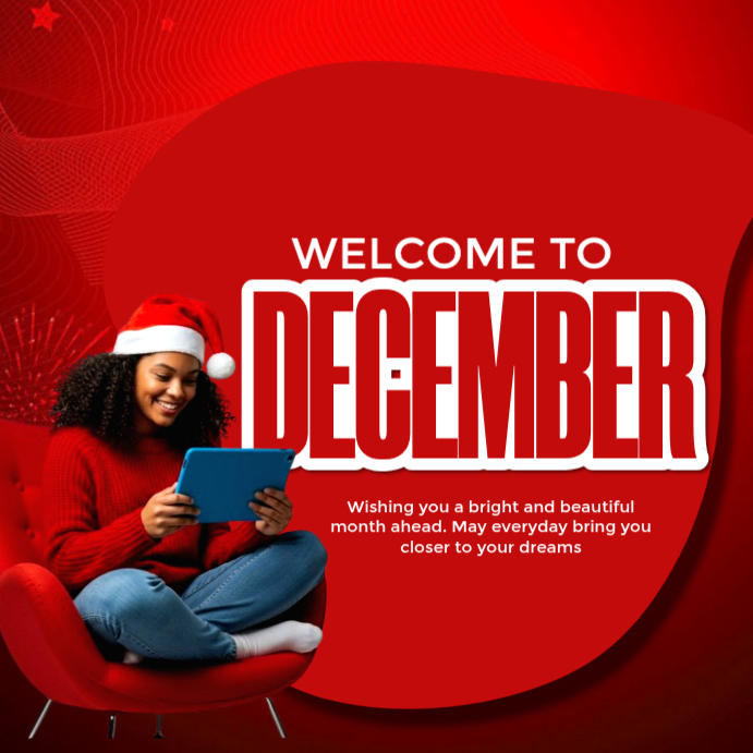 Red Maximalist Welcome To December Instagram Post Template | PosterMyWall