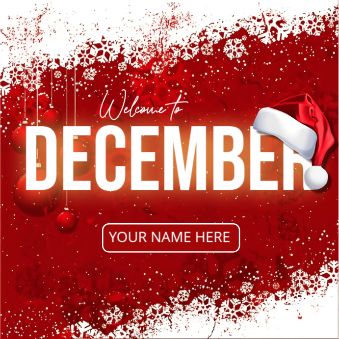 Red Maximalist Welcome To December Instagram Post Template | PosterMyWall