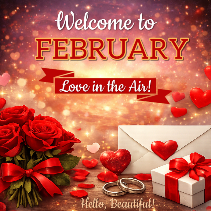 Red Maximalist Welcome To February Instagram Post Template | PosterMyWall