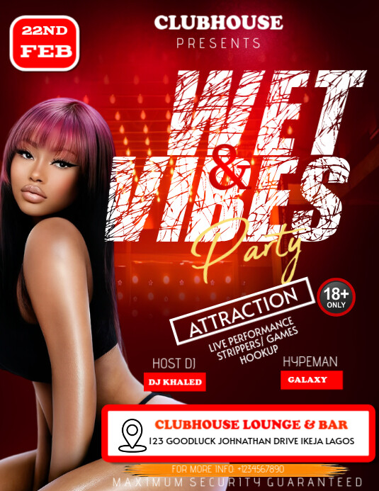 Red Maximalist Wet Vibes party invitation Flyer (us Letter) Template | PosterMyWall