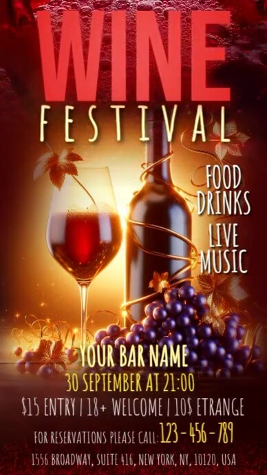 Red Maximalist Wine Digital Display (9:16) Template | PosterMyWall