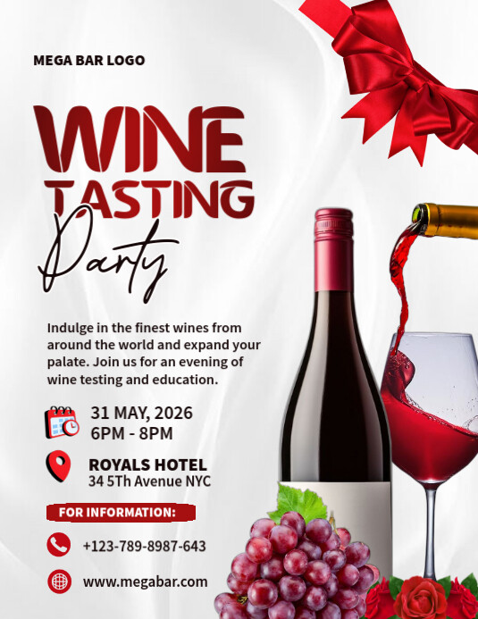 Copy of Red Maximalist Wine Tasting Party Flyer (us Letter) | PosterMyWall