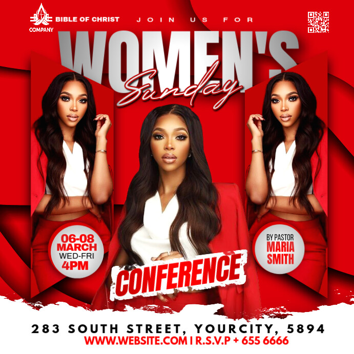 Copy of Red Maximalist Women's Conference Flyer, Women Empowerment ...