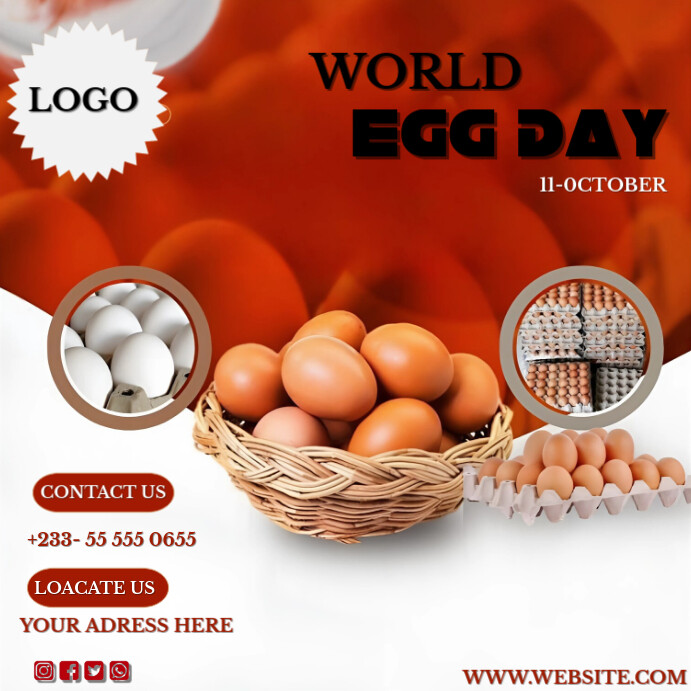 Red Maximalist World Egg Day Instagram Post Template | PosterMyWall