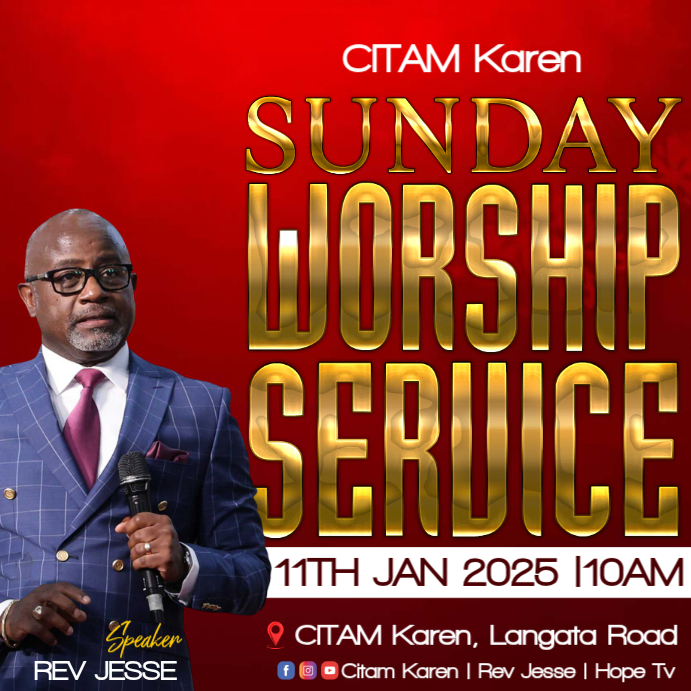 Red Maximalist Worship Service Instagram Post Template | PosterMyWall