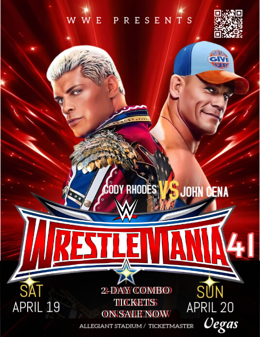 Copy of Red Maximalist Wrestle Mania 41 Flyer (us Letter) | PosterMyWall