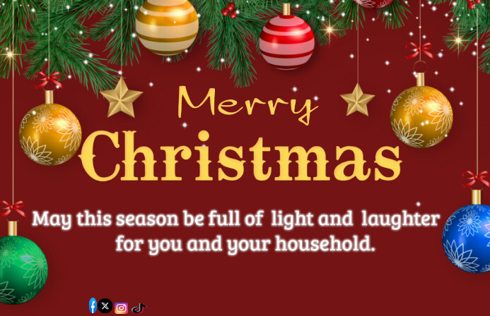 Red Maximalist Xmas Wishes Card Tabloid Template | PosterMyWall