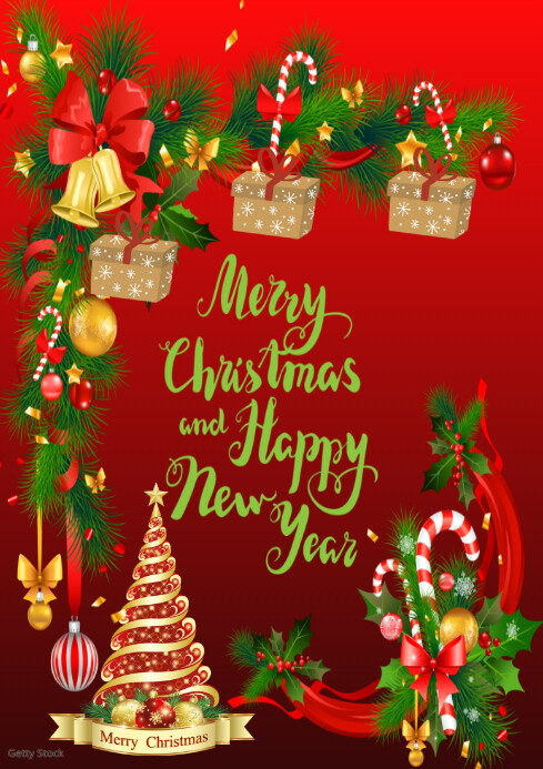 Red Merry Christmas A4 Template | PosterMyWall