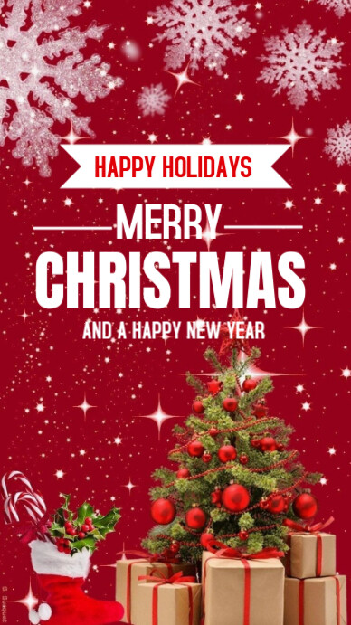 Red Merry Christmas Digital Display (9:16) Template | PosterMyWall