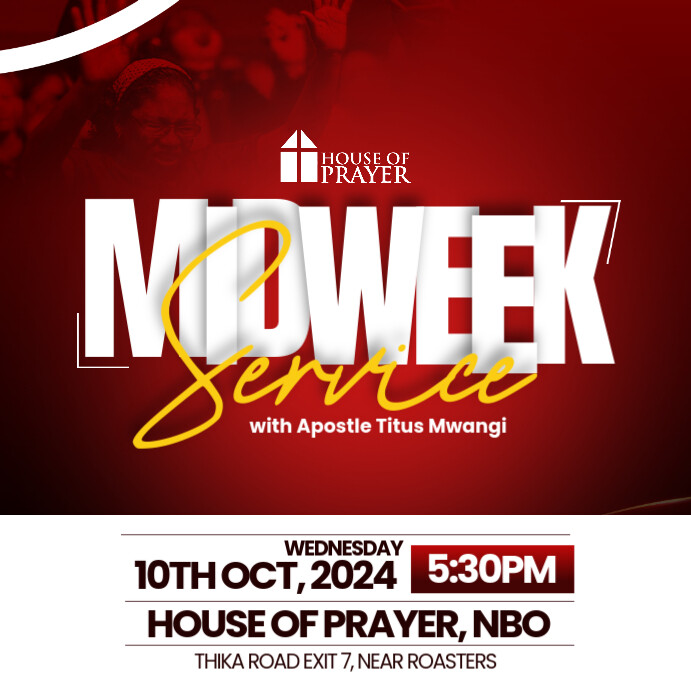 Red Midweek Service Social Media Post Template | PosterMyWall